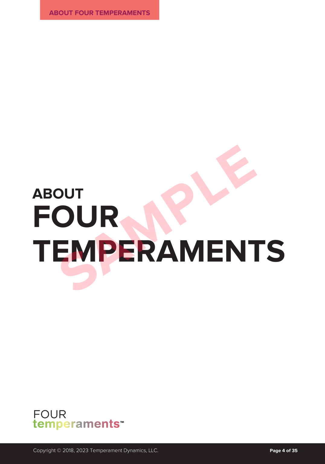 Sample Report: Uncover Your Temperament with Our Assessment - The Four ...