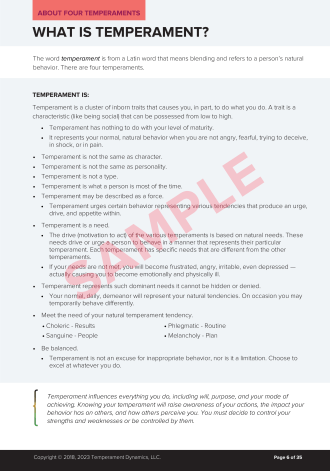 Sample Report: Uncover Your Temperament with Our Assessment - The Four ...