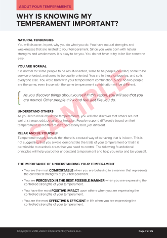 Sample Report: Uncover Your Temperament with Our Assessment - The Four ...